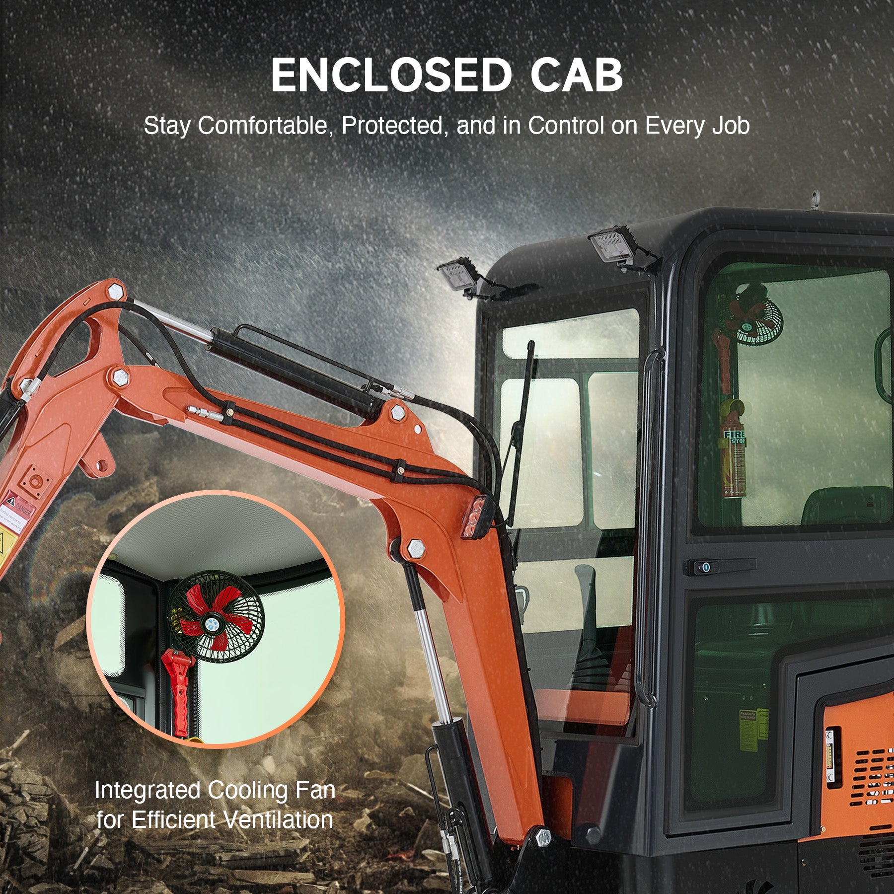 13.5 HP Mini Excavator: 1 Ton Mini Digger with Enclosed Cab – AHM
