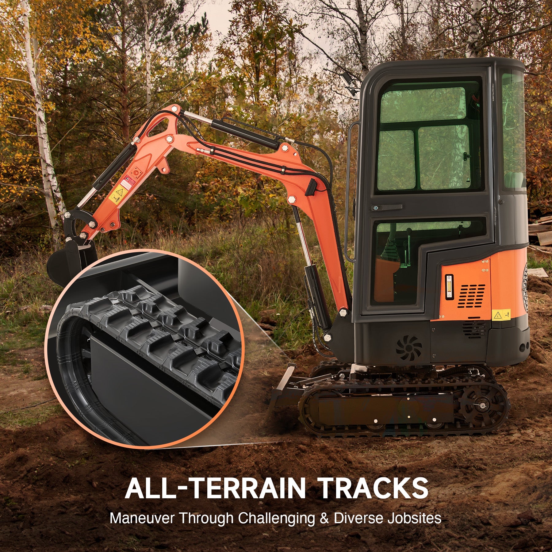 13.5 HP Mini Excavator: 1 Ton Mini Digger with Enclosed Cab – AHM