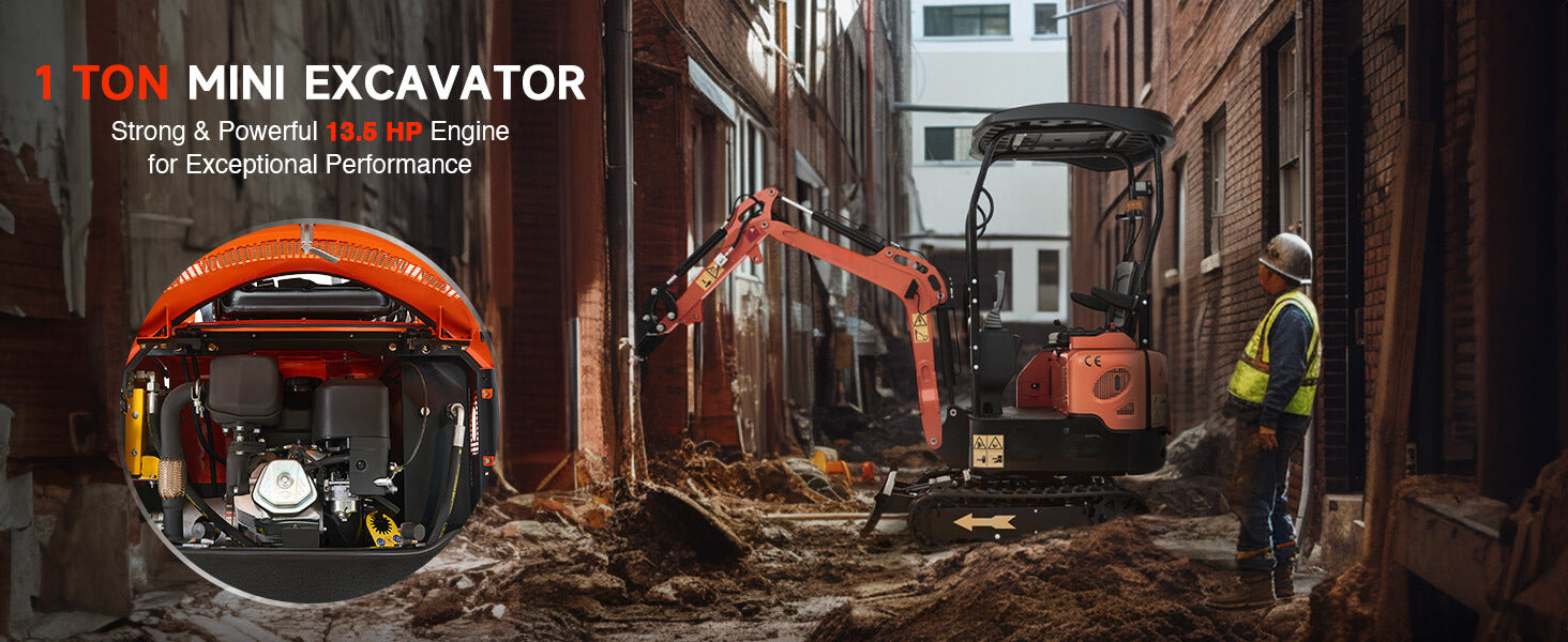 Briggs & Stratton Engine 1 Ton Mini Excavator 13.5 HP with 2586 lbf ...