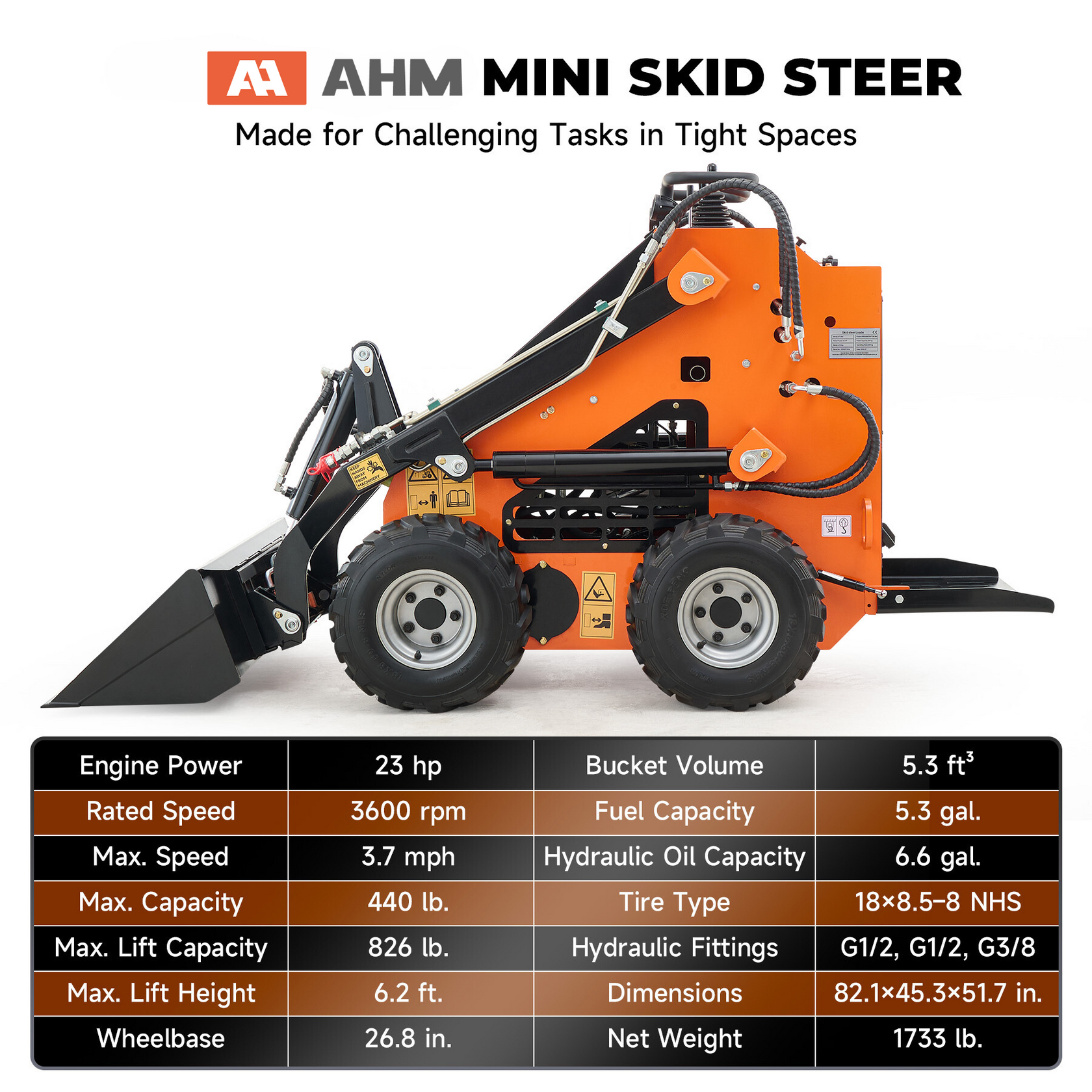 Wheeled Mini Skid Steer with 23 hp EPA Engine – AHM