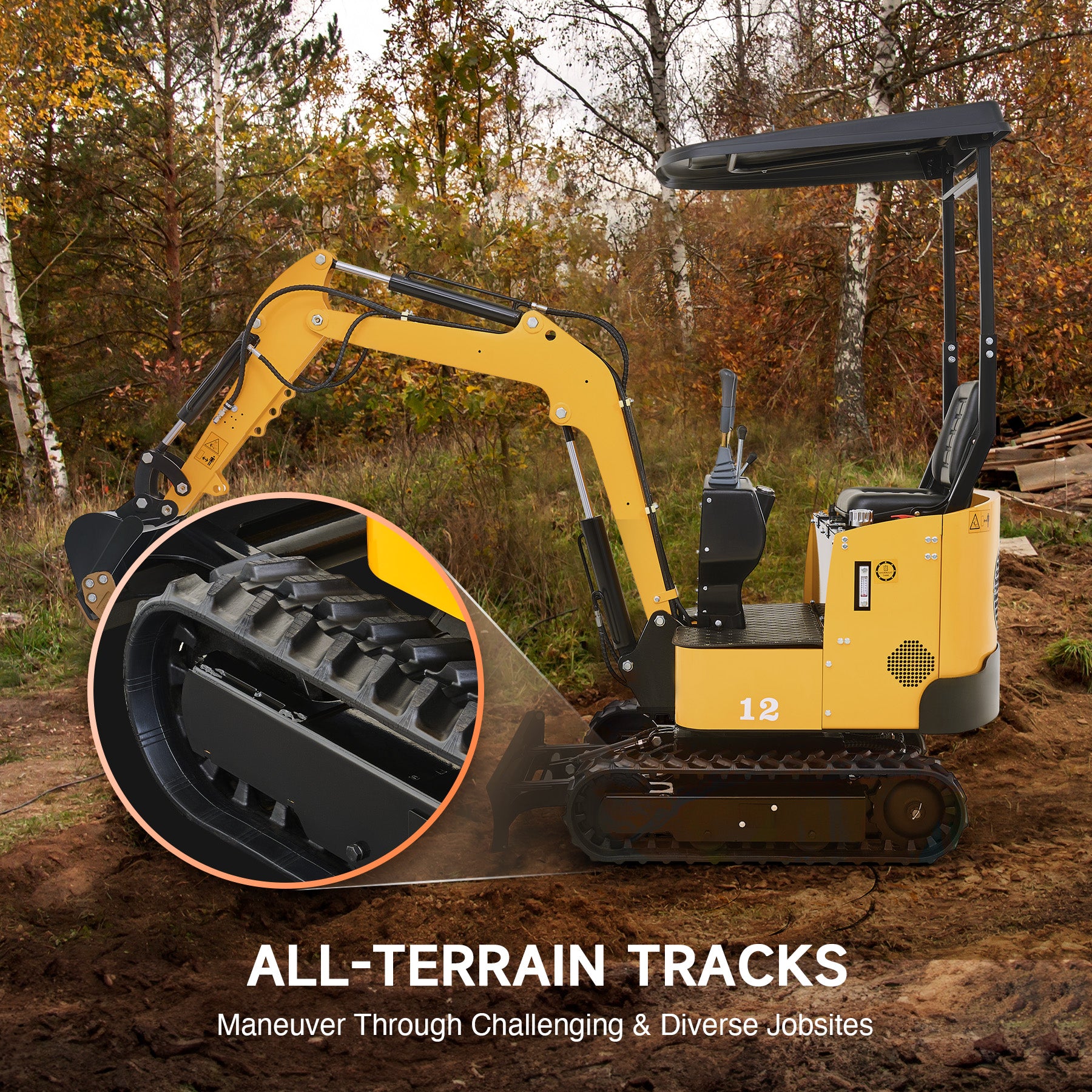 13.5HP Briggs & Stratton Mini Excavator with 6 Attachments – AHM